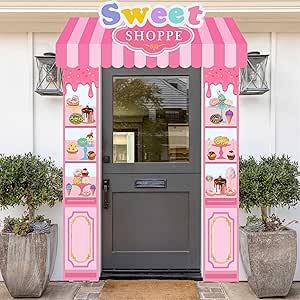 Amazon.com: Lofaris 3 Pieces Pink Cute Sweet Shop Banner, Donut Cake ...