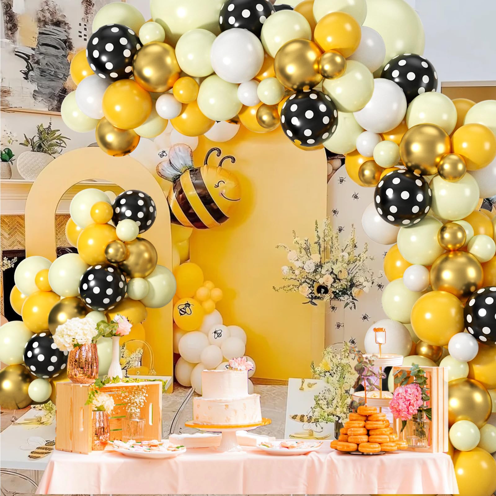 Snapklik.com : Bee Balloons Arch Garland Kit, Black Yellow White ...