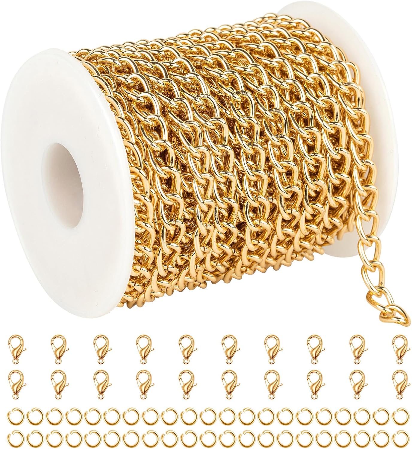 Amazon.com: YOUBEIYEE 33 Feet Aluminum Chain for Jewelry Making, Gold ...