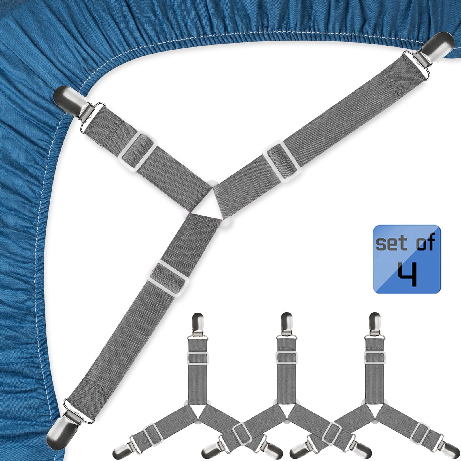 Amazon.com: JBYAMUS Bed Sheet Straps, Easy to Install Sheet Straps ...