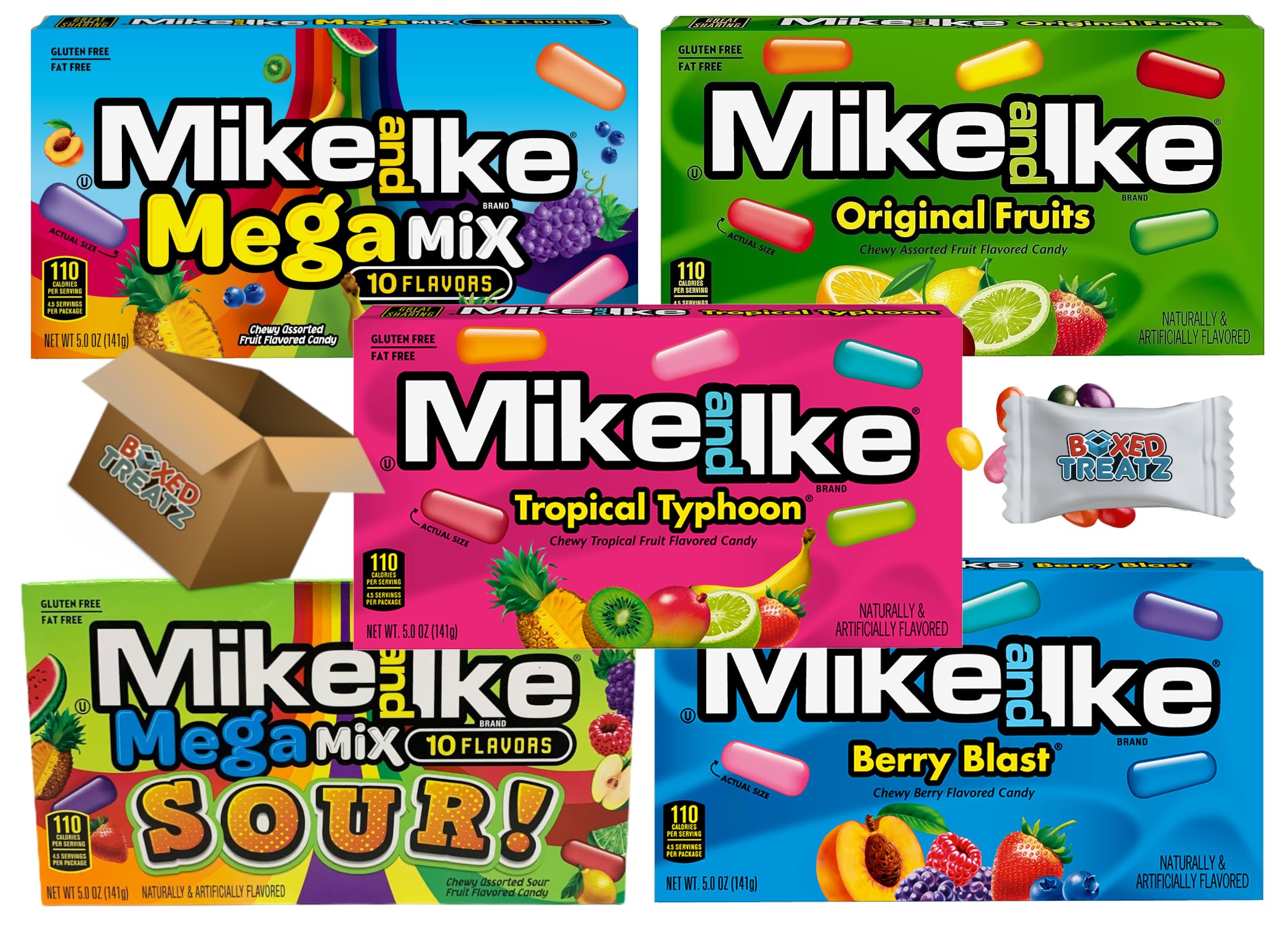 Mike & Ike American Theatre Sweets Bundle - Original, Mega Mix, Sour ...