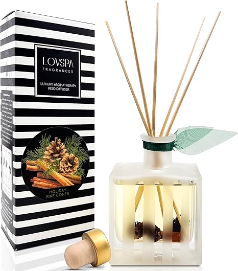 Amazon.com: LOVSPA Reed Diffuser Set, Holiday Pine Cones Scented Oil Diffuser with Sticks, Home ...