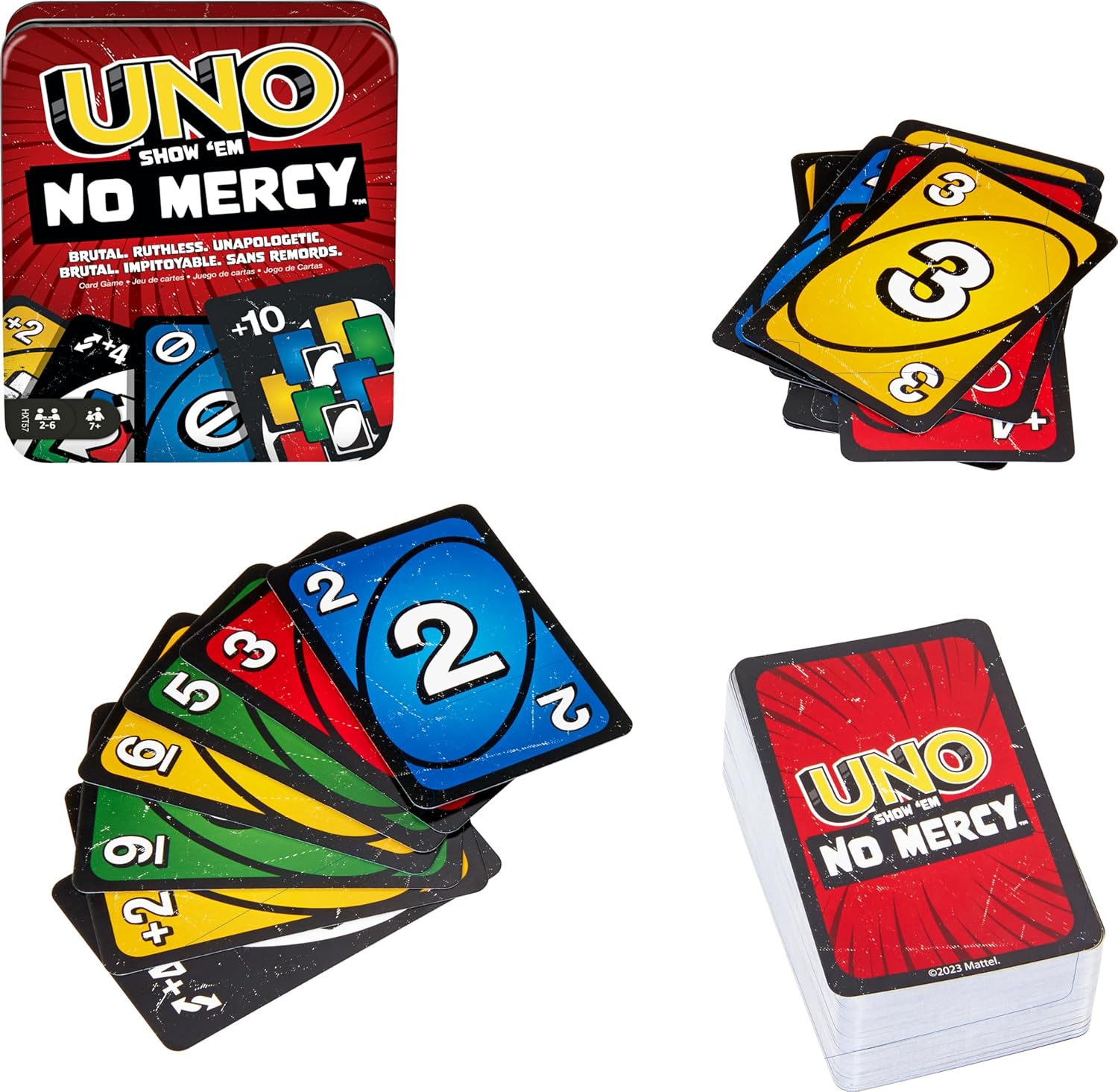 Mattel Games UNO Show ‘em No Mercy – Juego de cartas en lata de ...