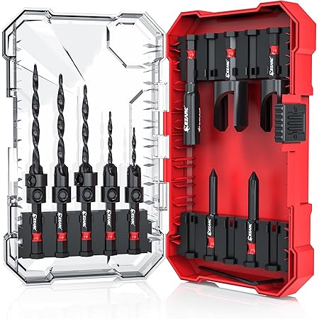 EZARC Senkbohrer Set für Holz, 13 tlg, Kegelbohrer, Bohrer mit Senker ...