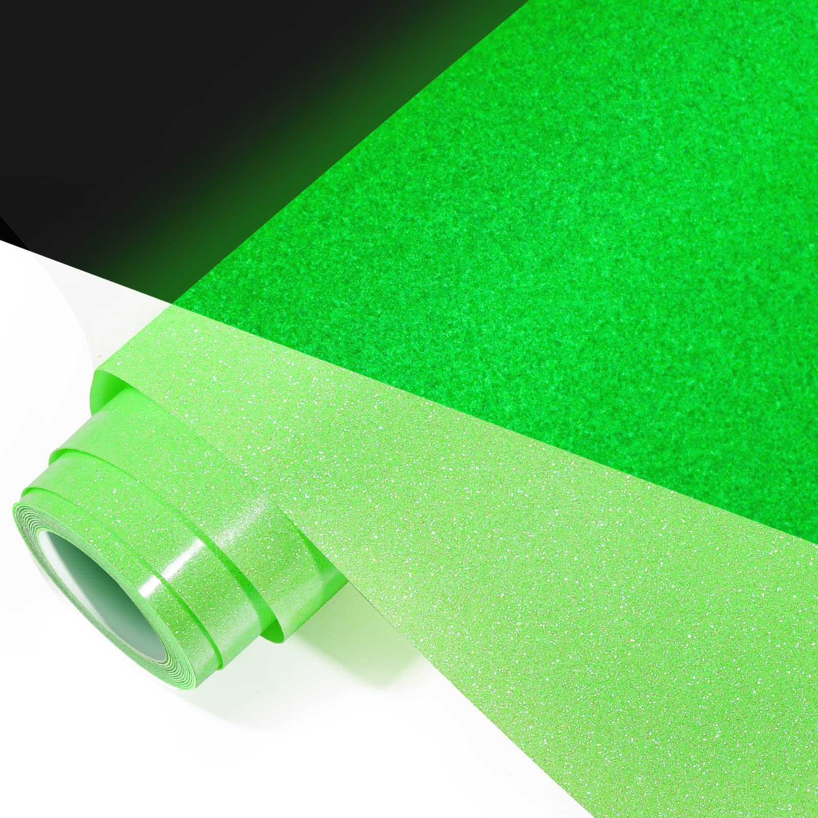 Amazon.com: GIRAFVINYL Glow in The Dark HTV Vinyl Neon Green Glitter ...