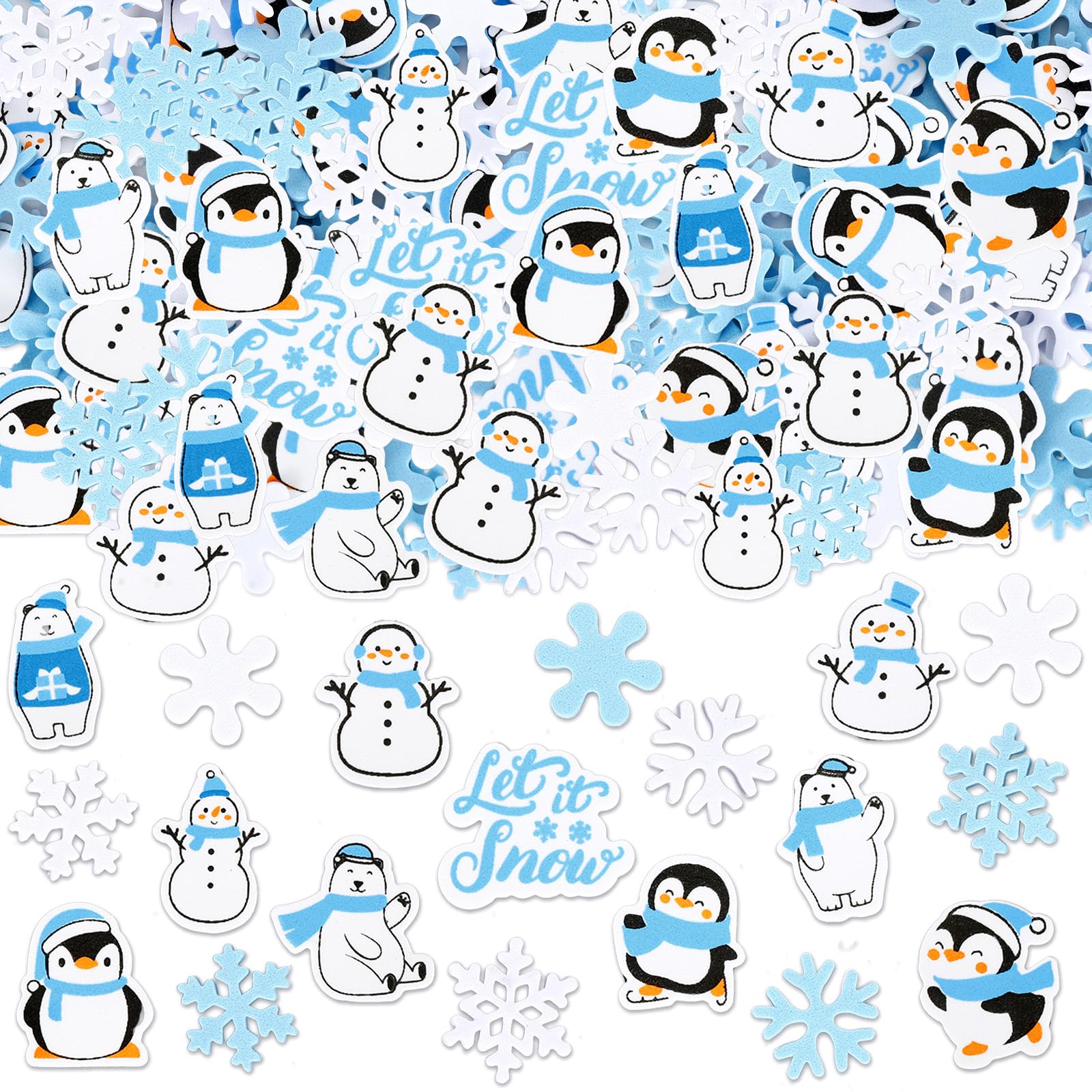 Amazon.com: Whaline 500Pcs Winter Foam Stickers Snowflake Snowman ...