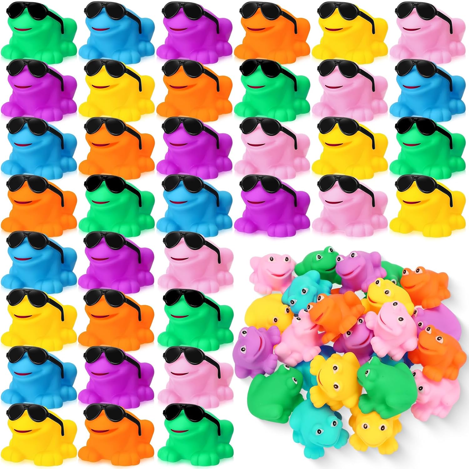 Amazon.com: Halloscume 36 Pcs Multicolor Rubber Frogs Squeak Mini ...