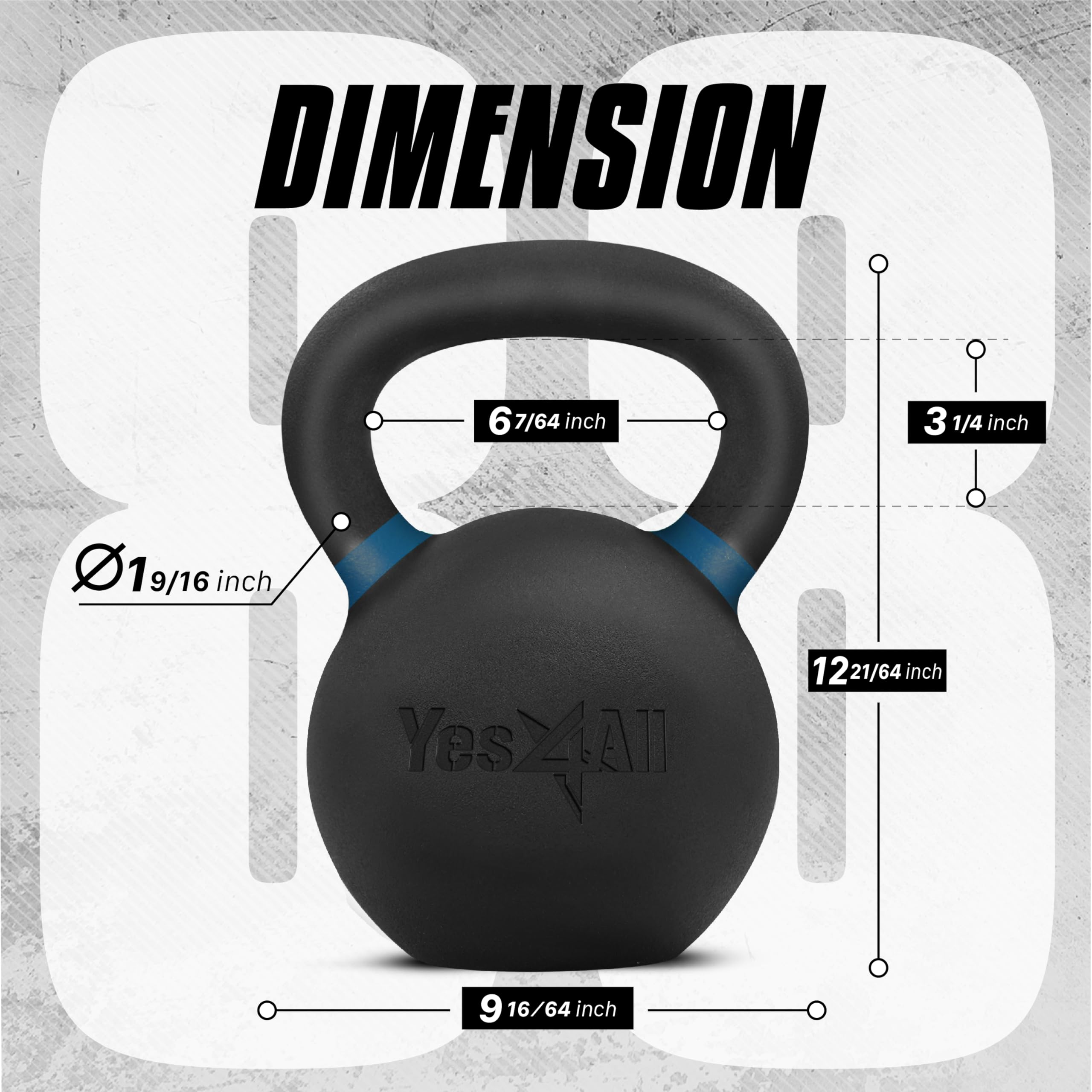 Snapklik.com : Yes4All Powder Coated Cast Iron Kettlebell Single Deep ...