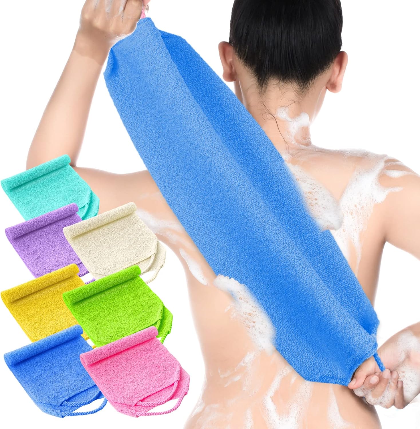 Amazon.com : 7 Pieces Exfoliating Back Scrubber for Shower with Handles ...