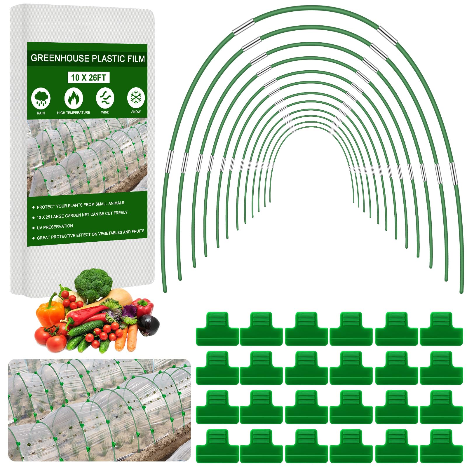 Amazon.com : Colingmill 36 Pcs Greenhouse Hoops Grow Tunnel 6 Sets ...