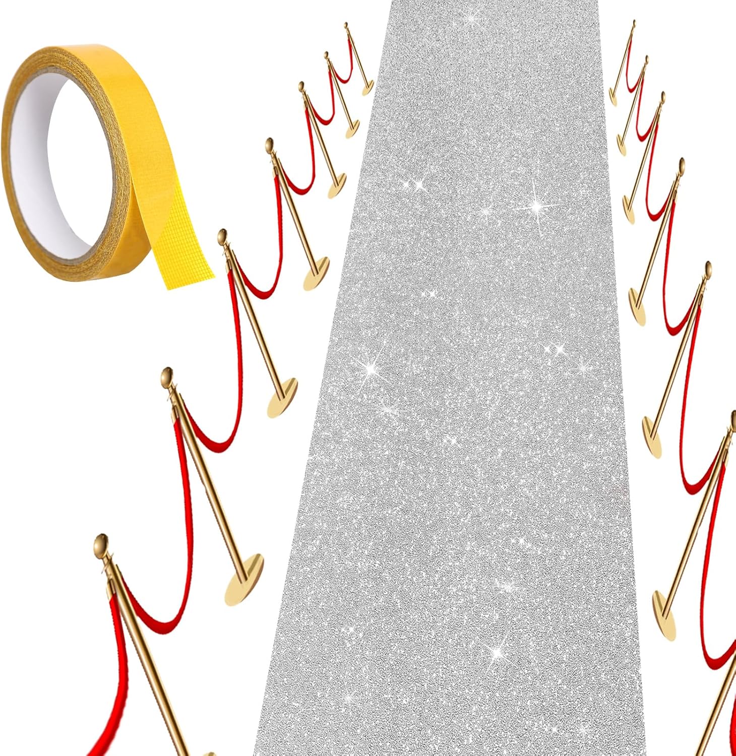 Amazon.com: AMZQNART Carpet Runner Runway Rug, Glitter Silver Carpet ...