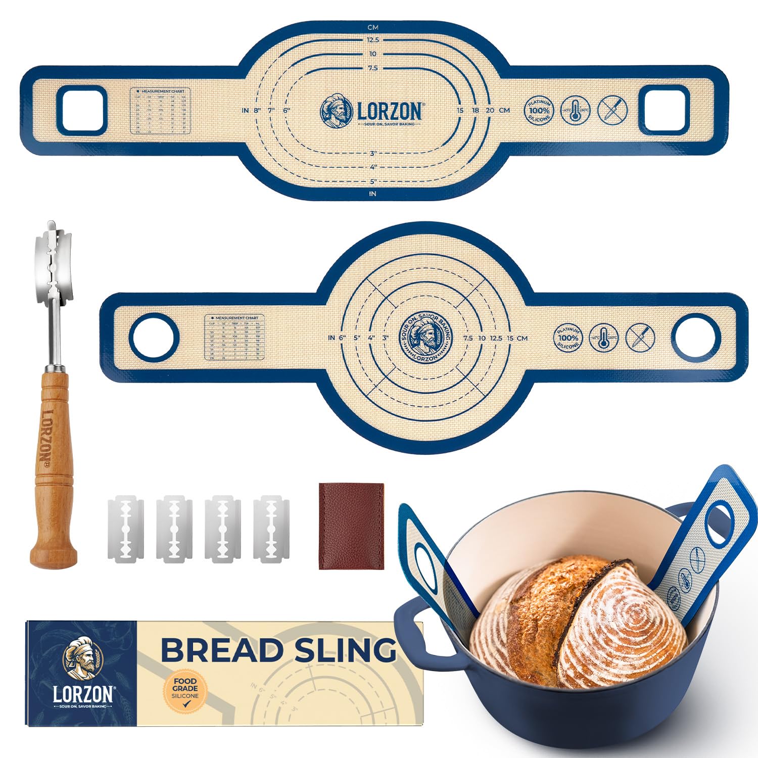 Amazon.com: Lorzon Silicone Bread Sling 2-Pack Round & Oval, Thick ...