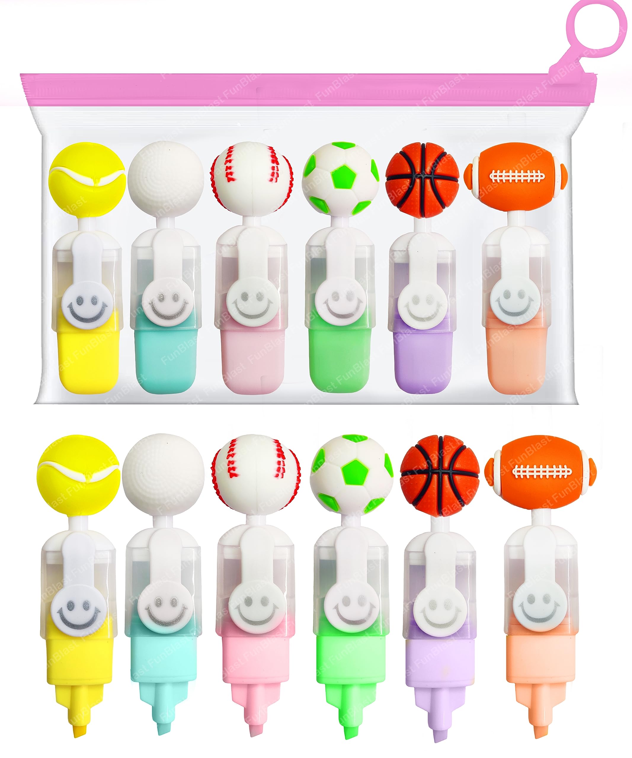 FunBlast Sports Theme Highlighters Pen - Kawaii Marker Pen, 6 Colors ...