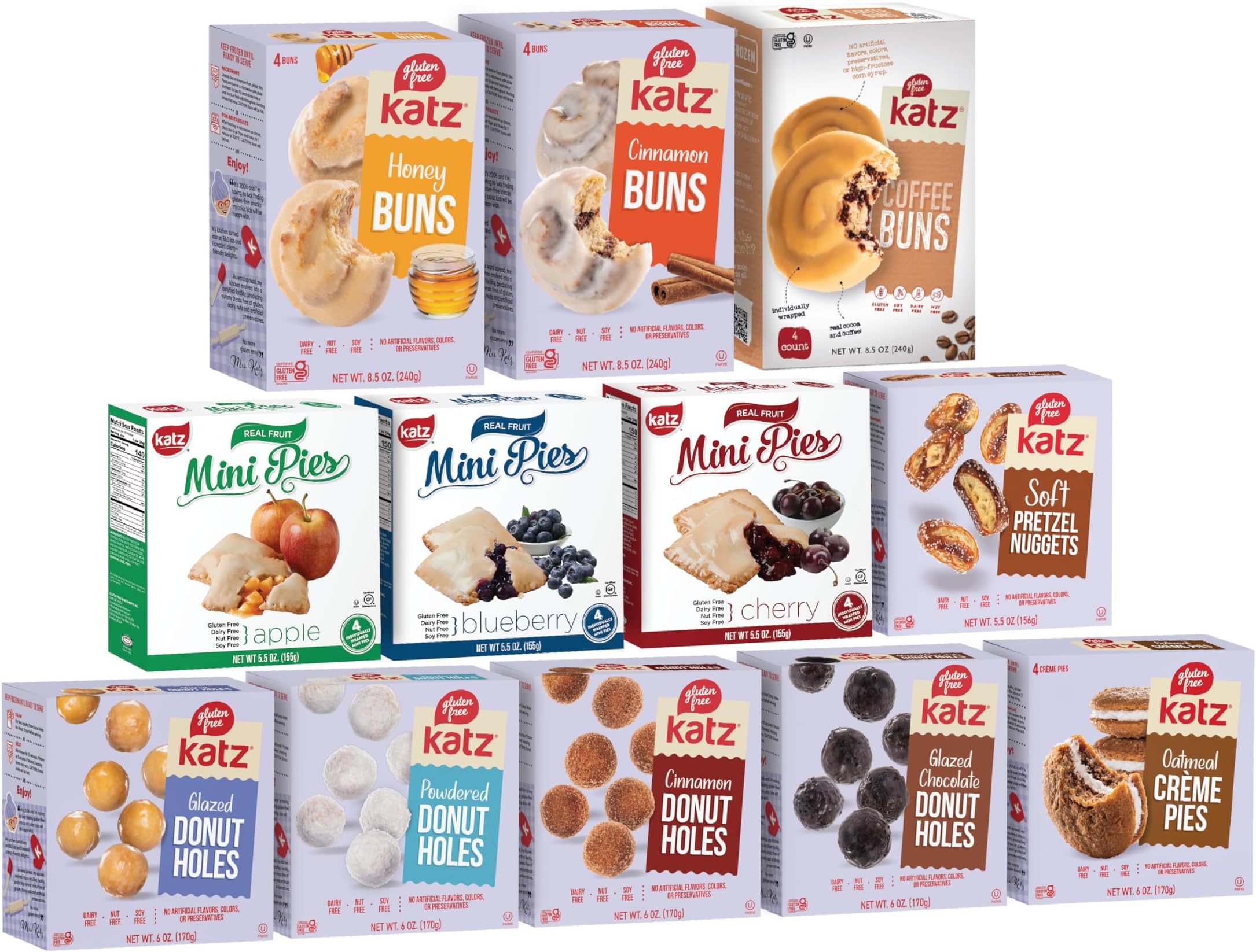 Amazon.com: Katz Gluten Free Snacks Variety Pack. Fresh Buns, Soft ...