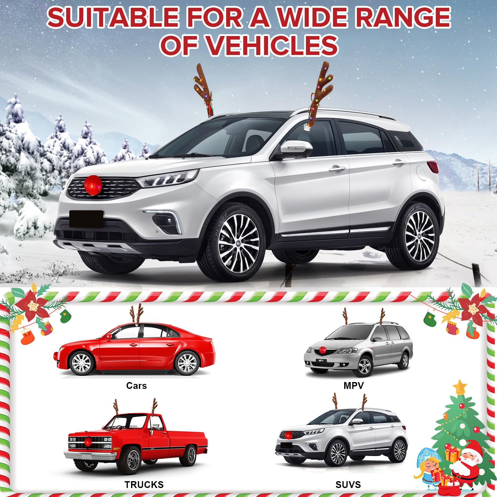 Snapklik.com : Charming Christmas Car Decoration, Festive Reindeer Car ...