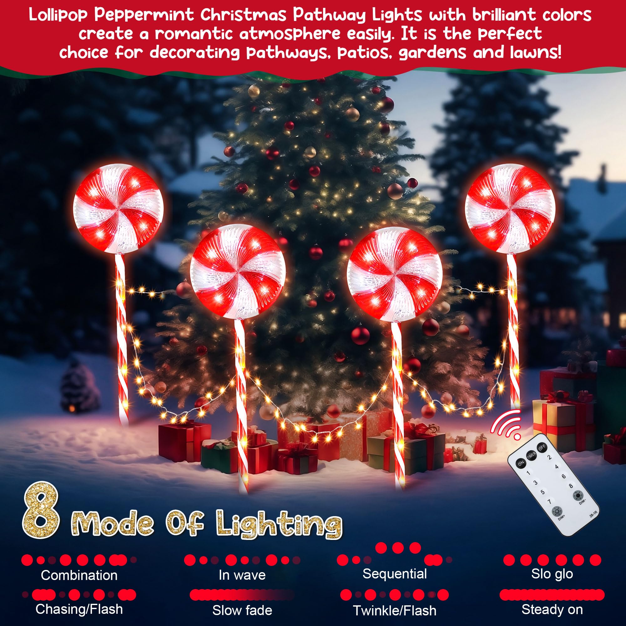 Lollipop Lighted Pathway Lights 4 Pcs Lollipop Christmas Pathway
