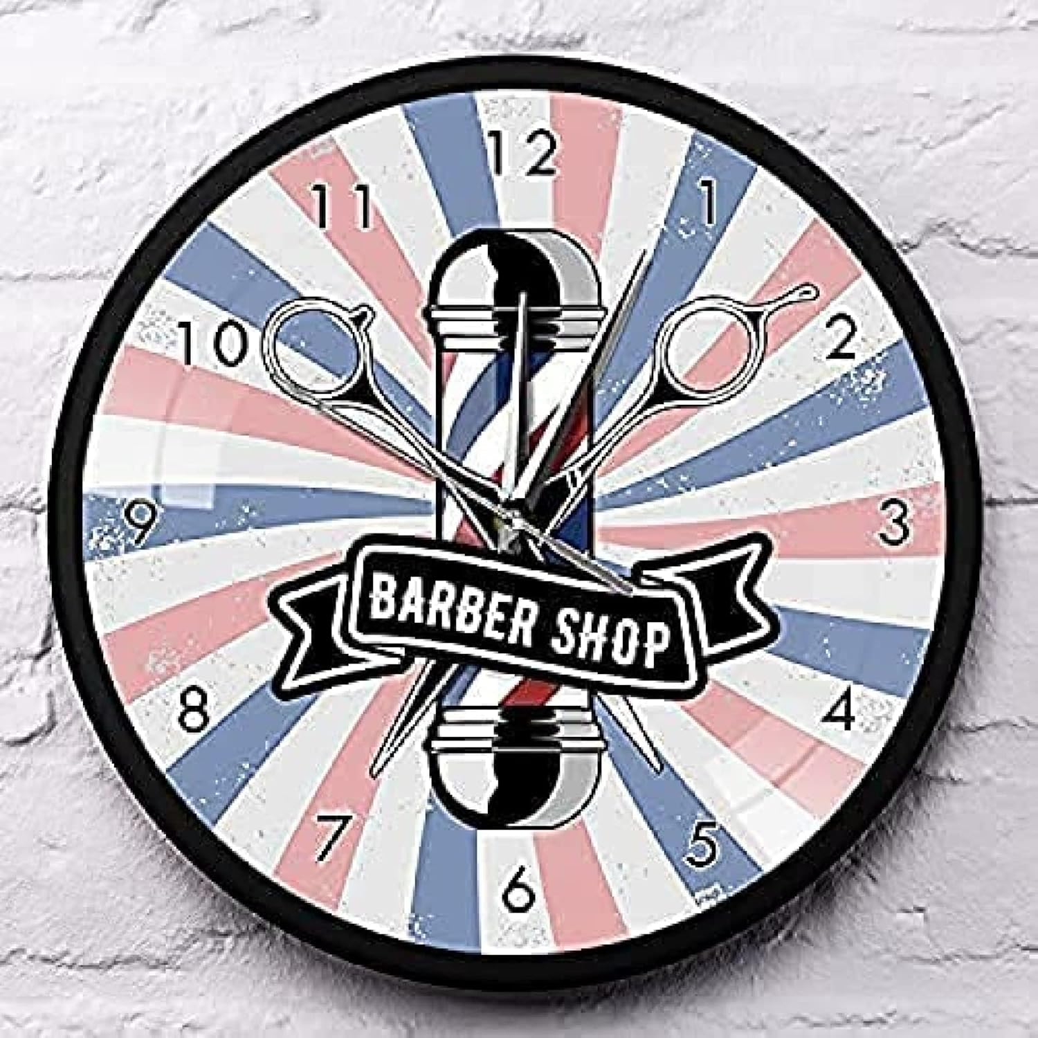 Kitchen Wall Art Barber Pole Shears Beauty Salon Metal Wall Clock ...
