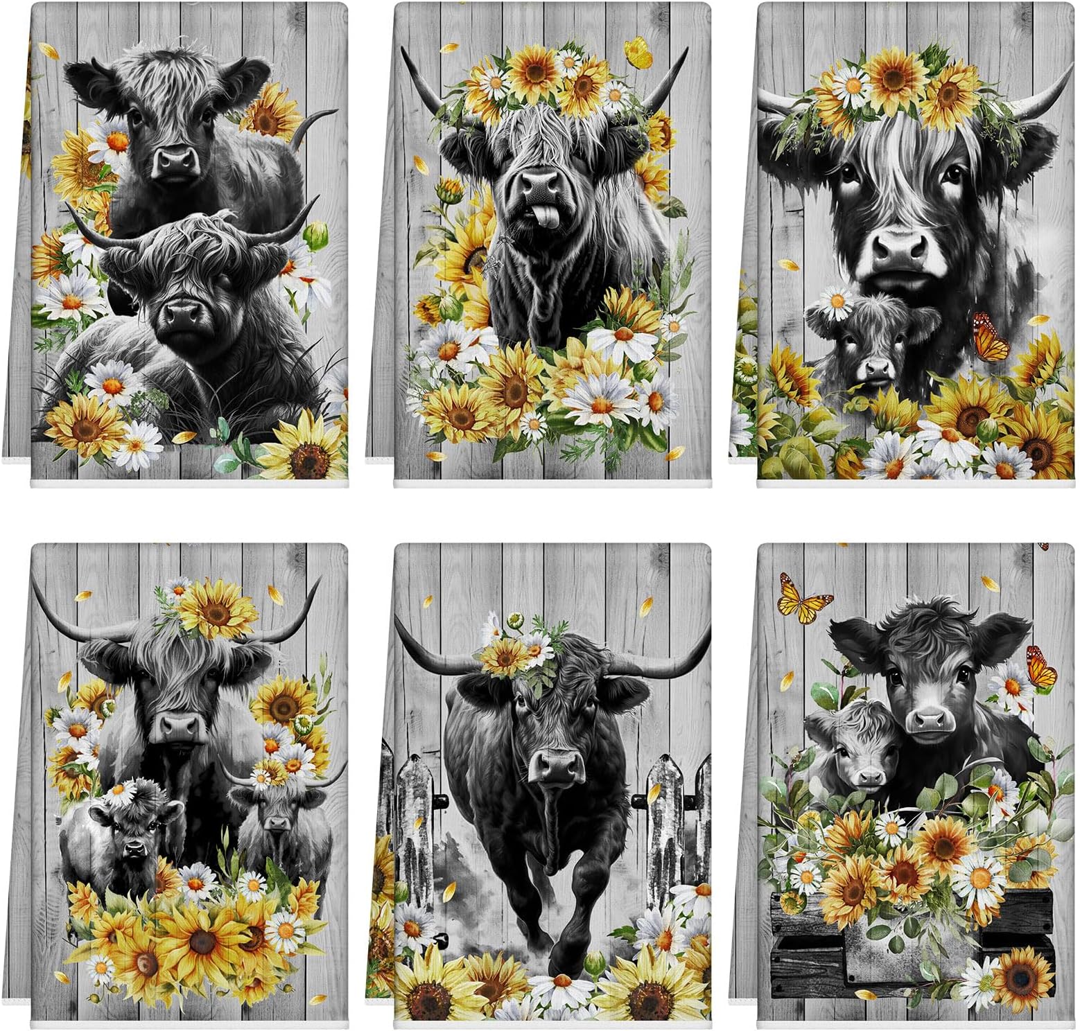 Amazon.com: FuWeave 6 Pcs Farm Animal Kitchen Towels Cow Kitchen Hand ...