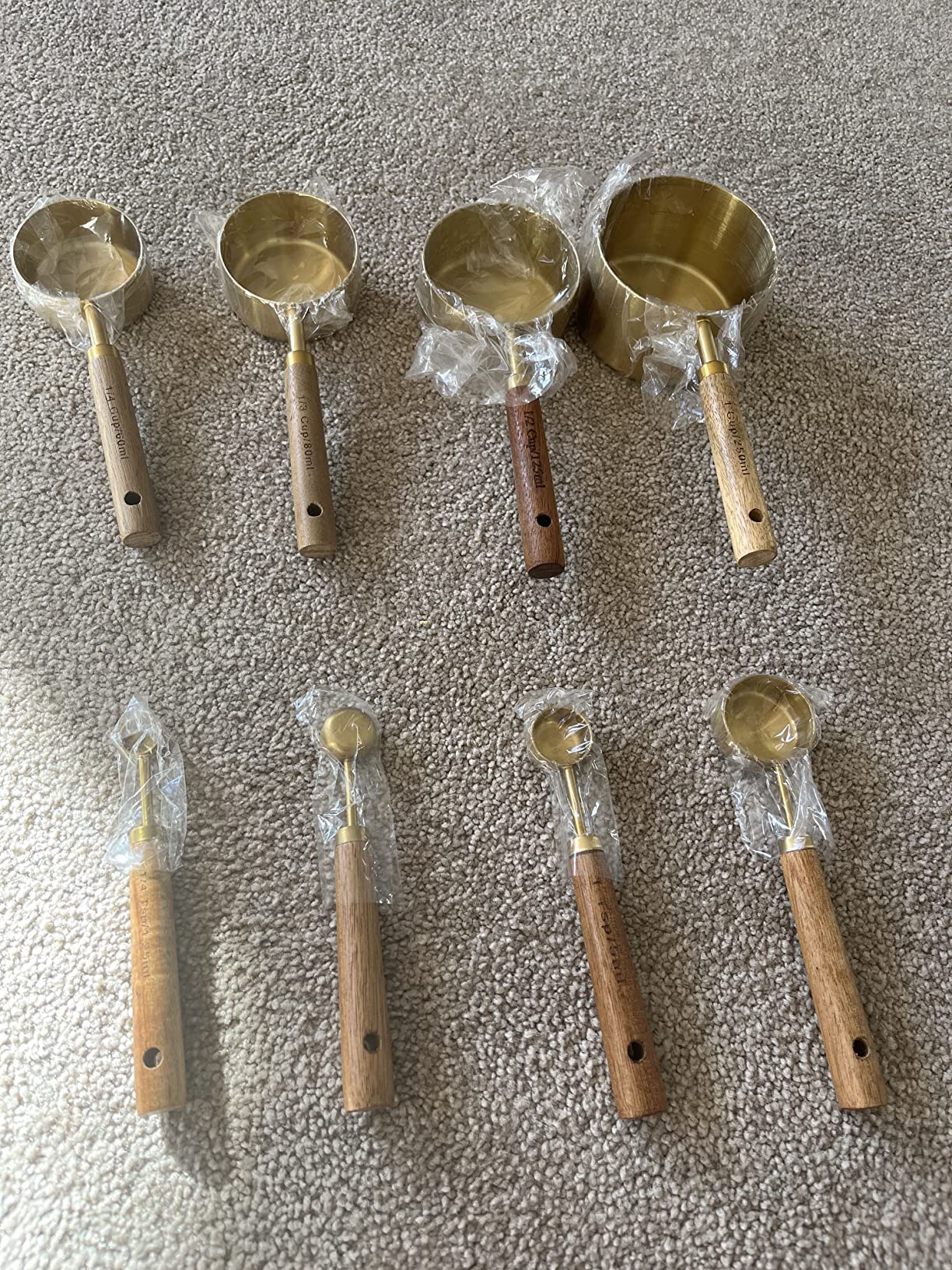 8Pcs Measure Cup and Spoon Set - Measurement Kitchen Accessories, Gold ...
