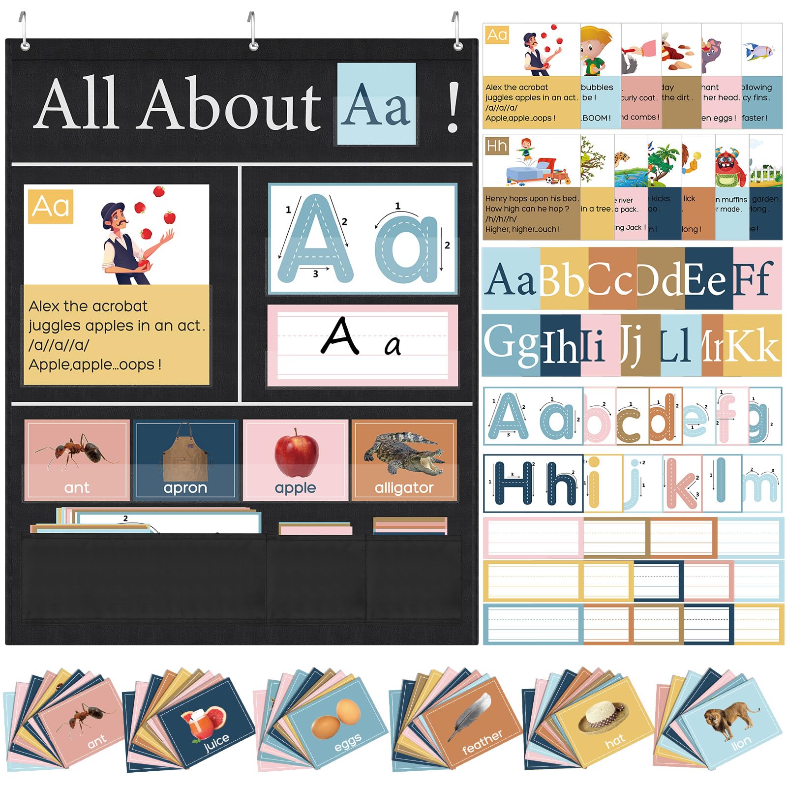 Buy Blosssound34" x 27" All About Letter Pocket Chart 103 ABC Flash ...