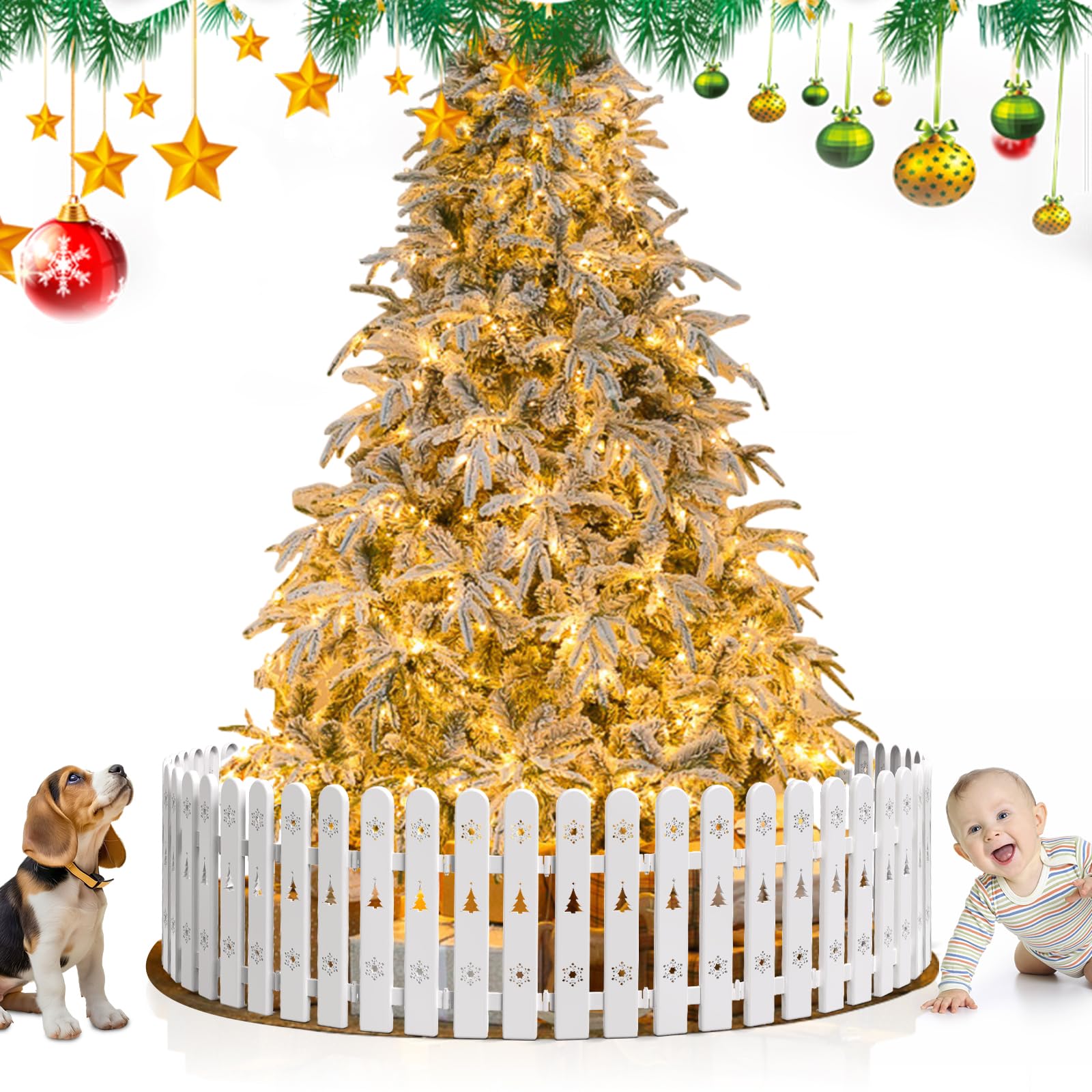Amazon.com : Christmas Tree Fences, 30 Pieces Thick Plastic White ...