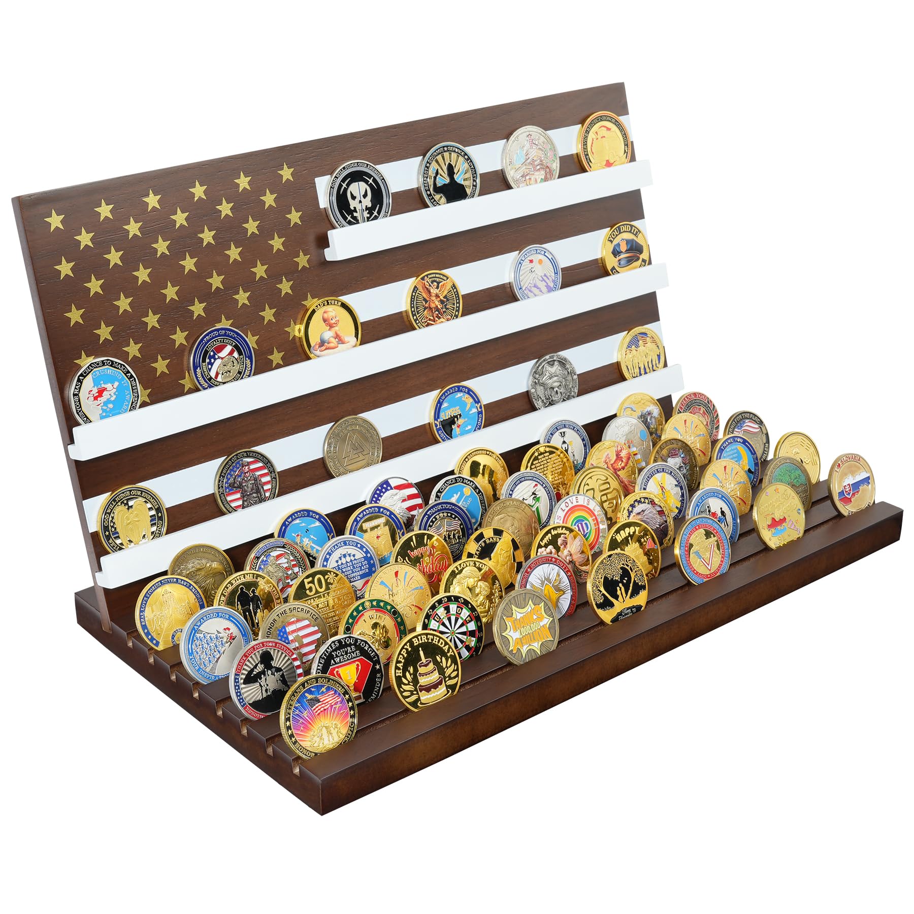 Amazon.com: TJWZXX Large Challenge Coin Display Stand, 11 Rows Wooden ...