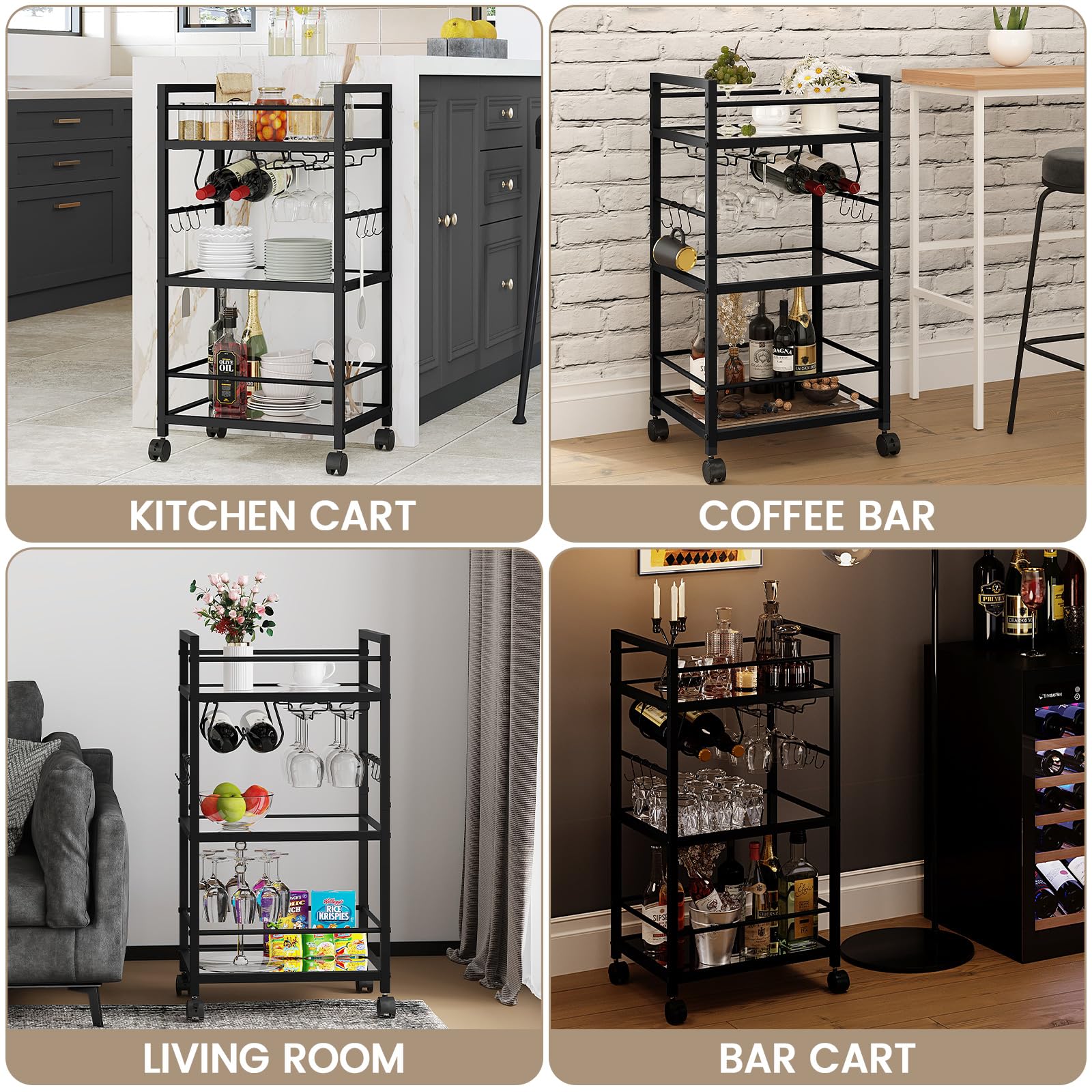 Snapklik.com : Bar Cart, Serving Cart For Home, Microwave Cart, Drink ...