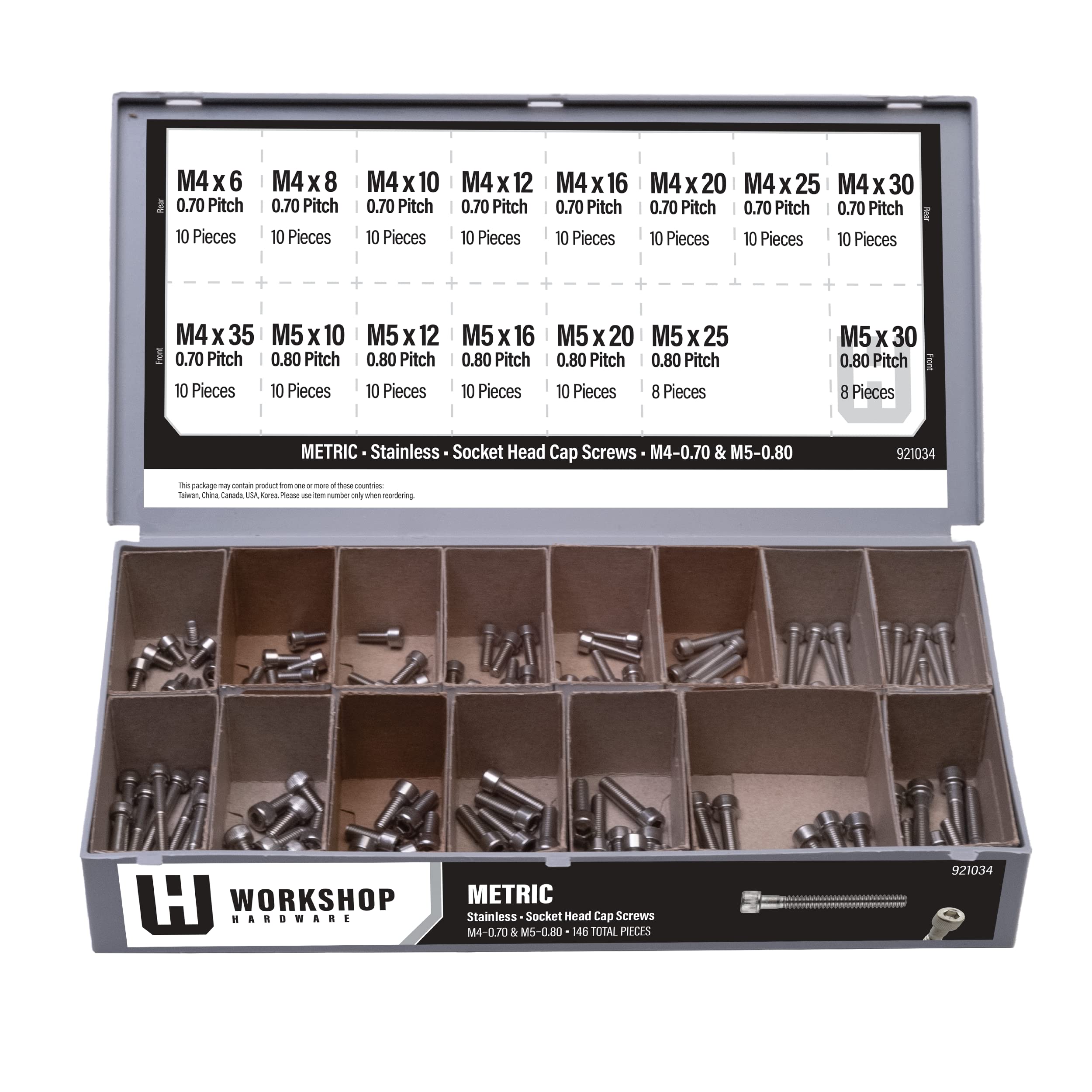 Amazon.com: Workshop Hardware Fastener Assortment Kit, Metric Stainless ...