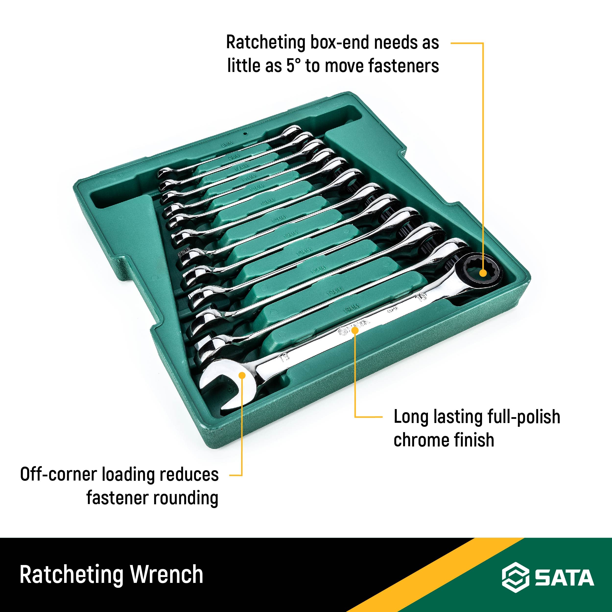 Snapklik.com : SATA 12-Piece Ratcheting Wrench Set