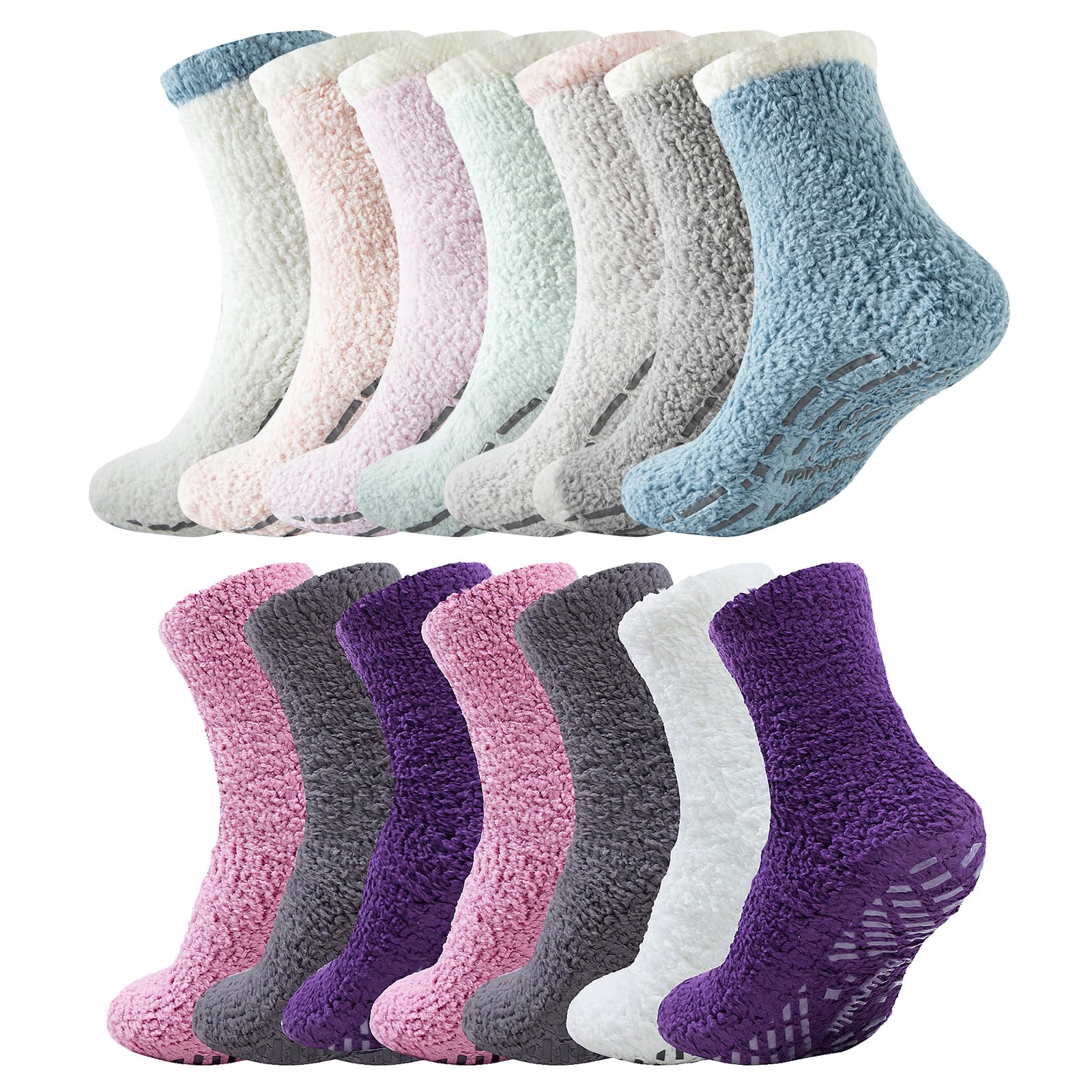 Amazon.com: Bulinlulu 14 pairs Fuzzy Socks for Women,Fuzzy Socks With ...