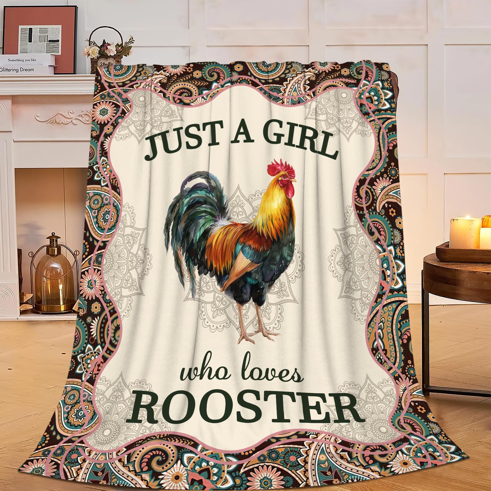 Amazon.com: Chicken Rooster Blanket Just A Girl Who Loves Roosters ...
