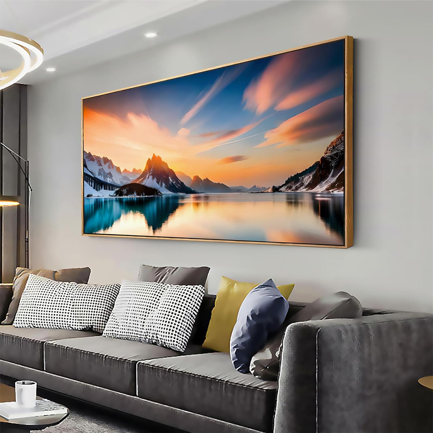 Amazon.com: Framed Wall Art Nature Posters Snow Mountain Lake Nature ...