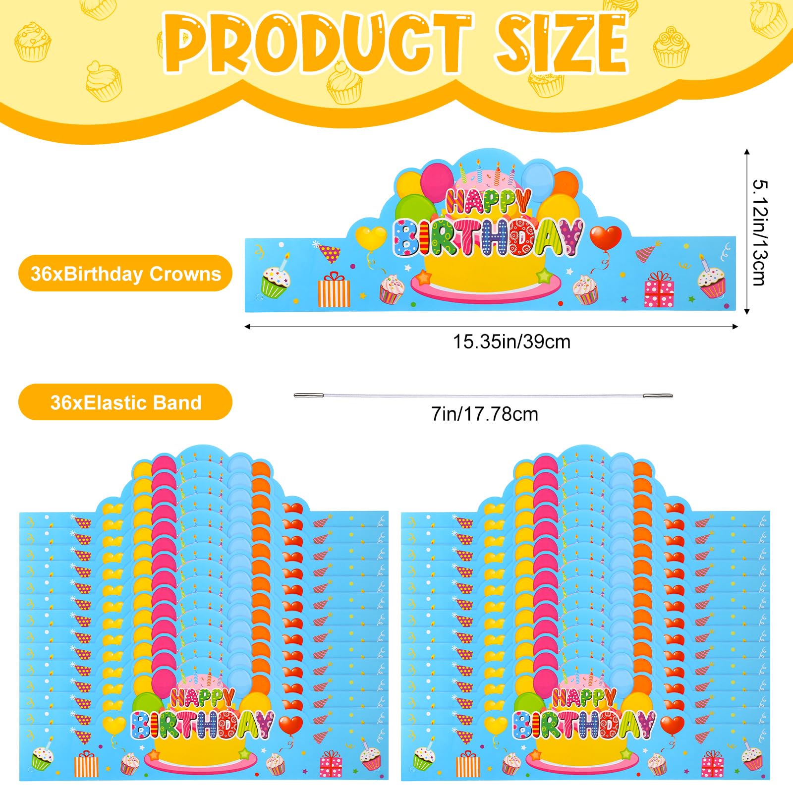 Snapklik.com : Yunsailing 36 Pcs Happy Birthday Crowns For Kids Paper ...