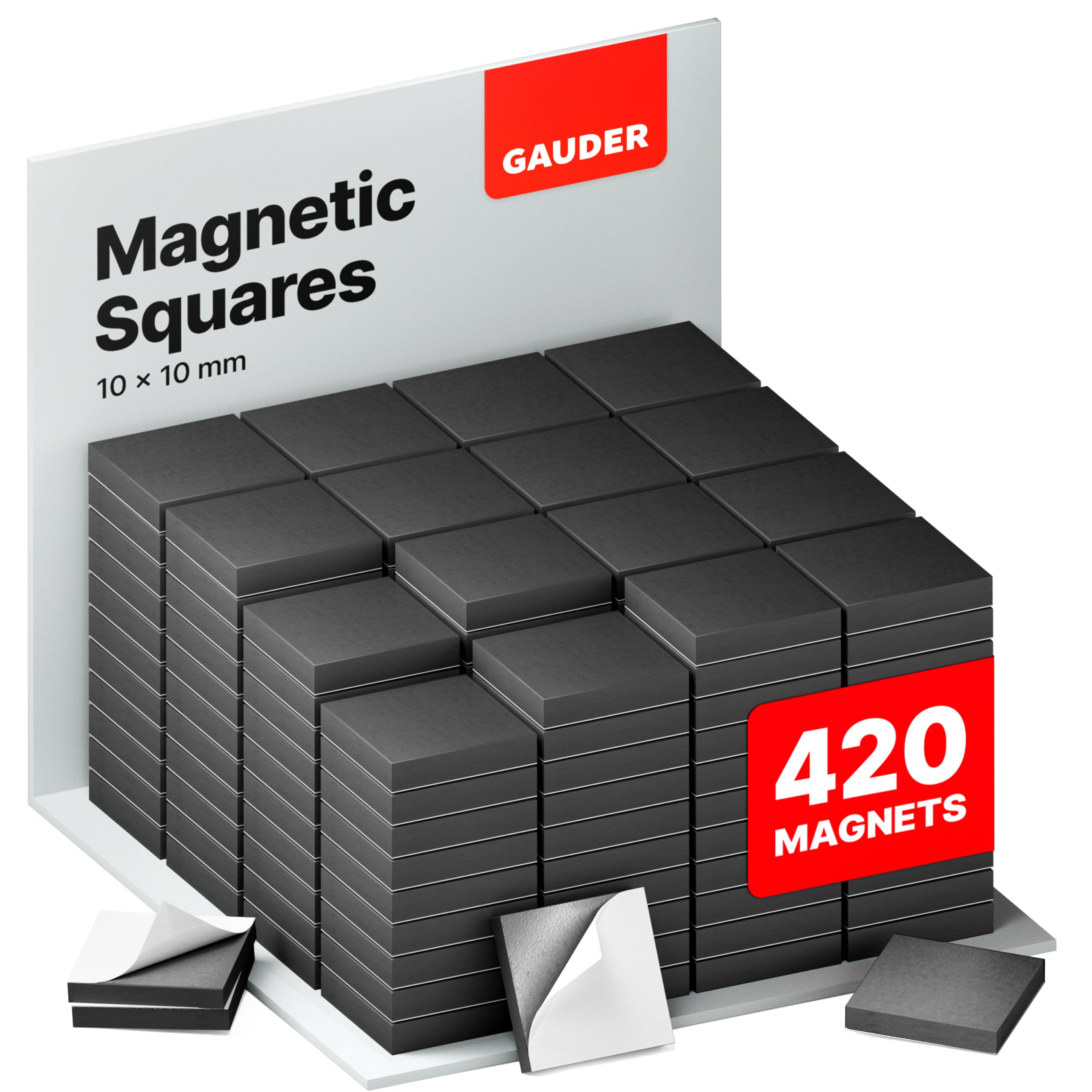 GAUDER Magnetic Squares (10x10mm) | 420 xMagnetic Strips Self-Adhesive ...