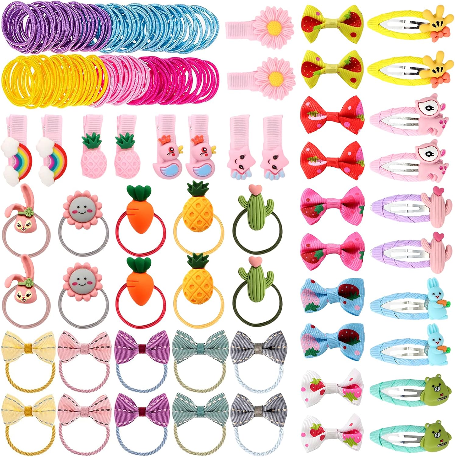 VEGCOO 150 pcs Girls Hair Accessories Set, Kids Hair Clips Hair Ties ...