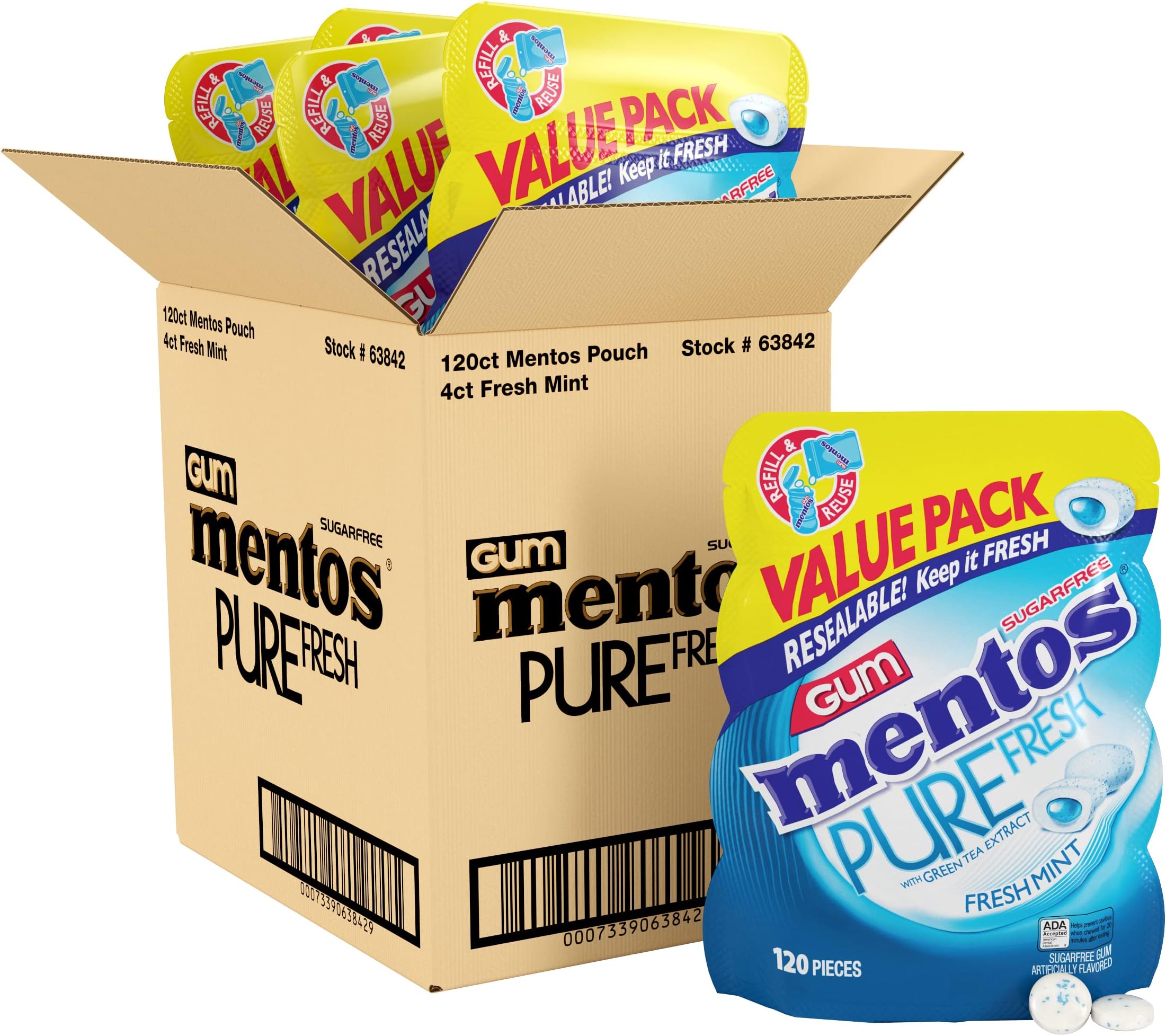 Amazon.com : Mentos Pure Fresh Sugar-Free Chewing Gum with Xylitol ...