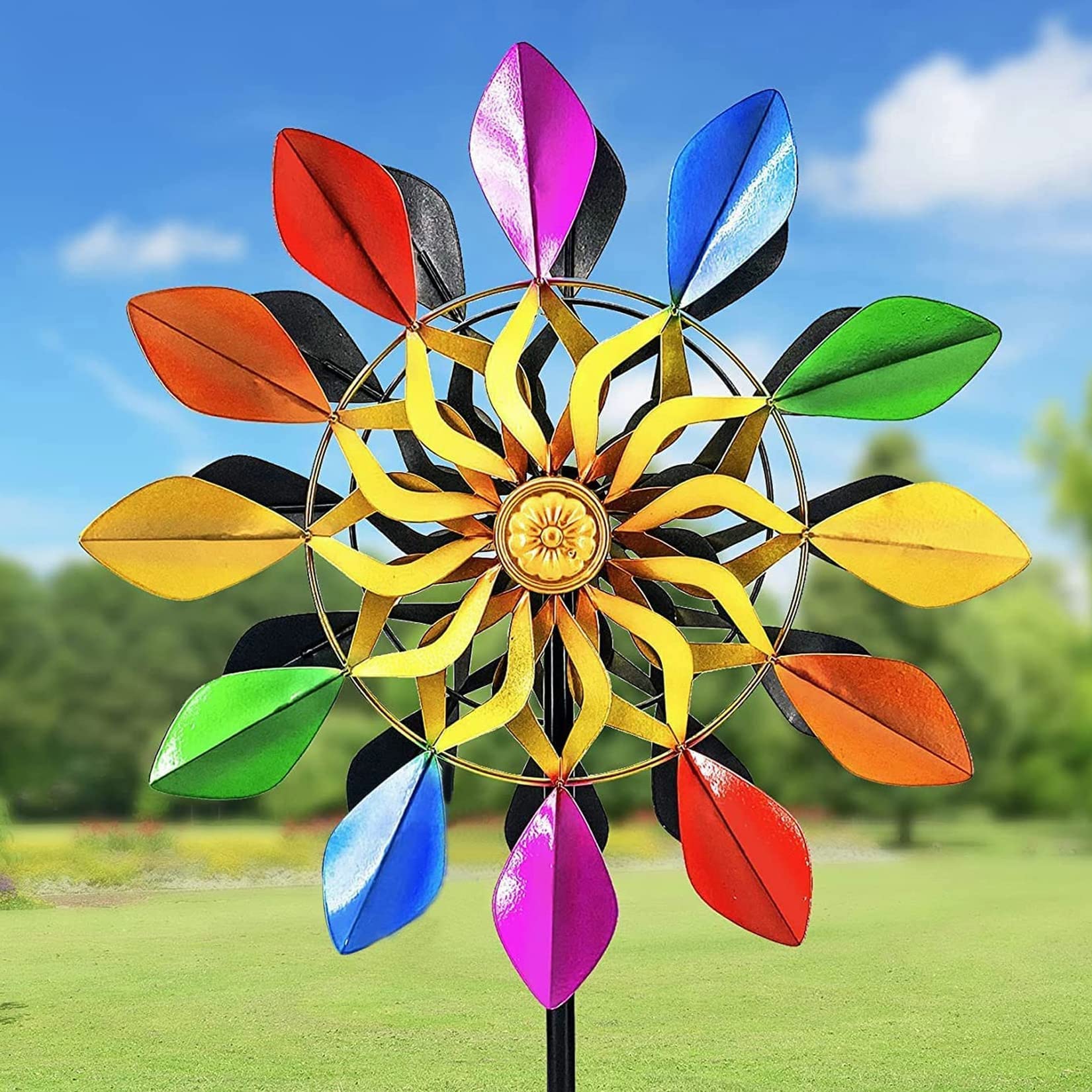 Amazon.com: DIBIEECN 78 Inch Big Kinetic Wind Spinners with Garden ...