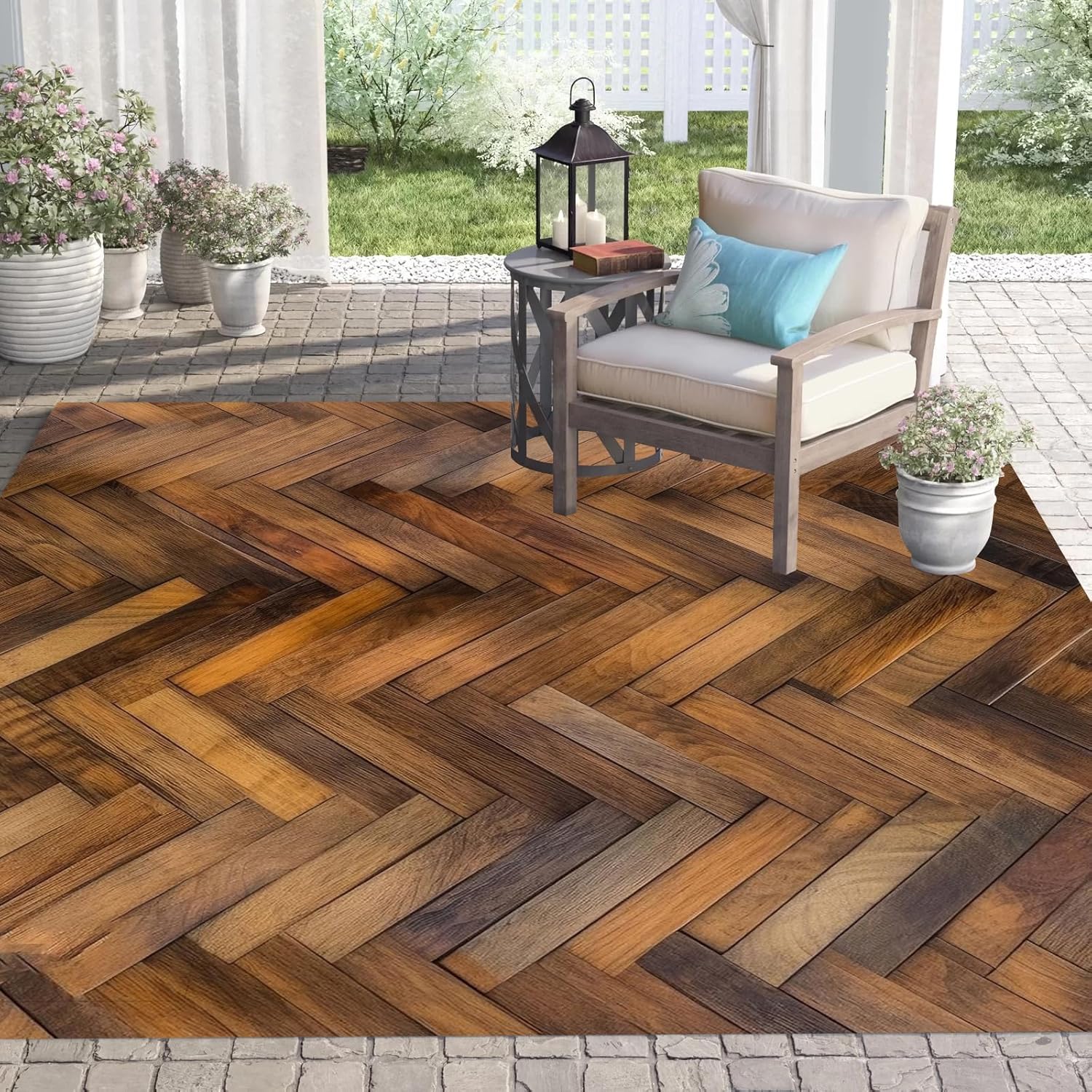 Amazon.com: Yeifbft Rustic Farmhouse Square Area Rug 10x10 Brown ...