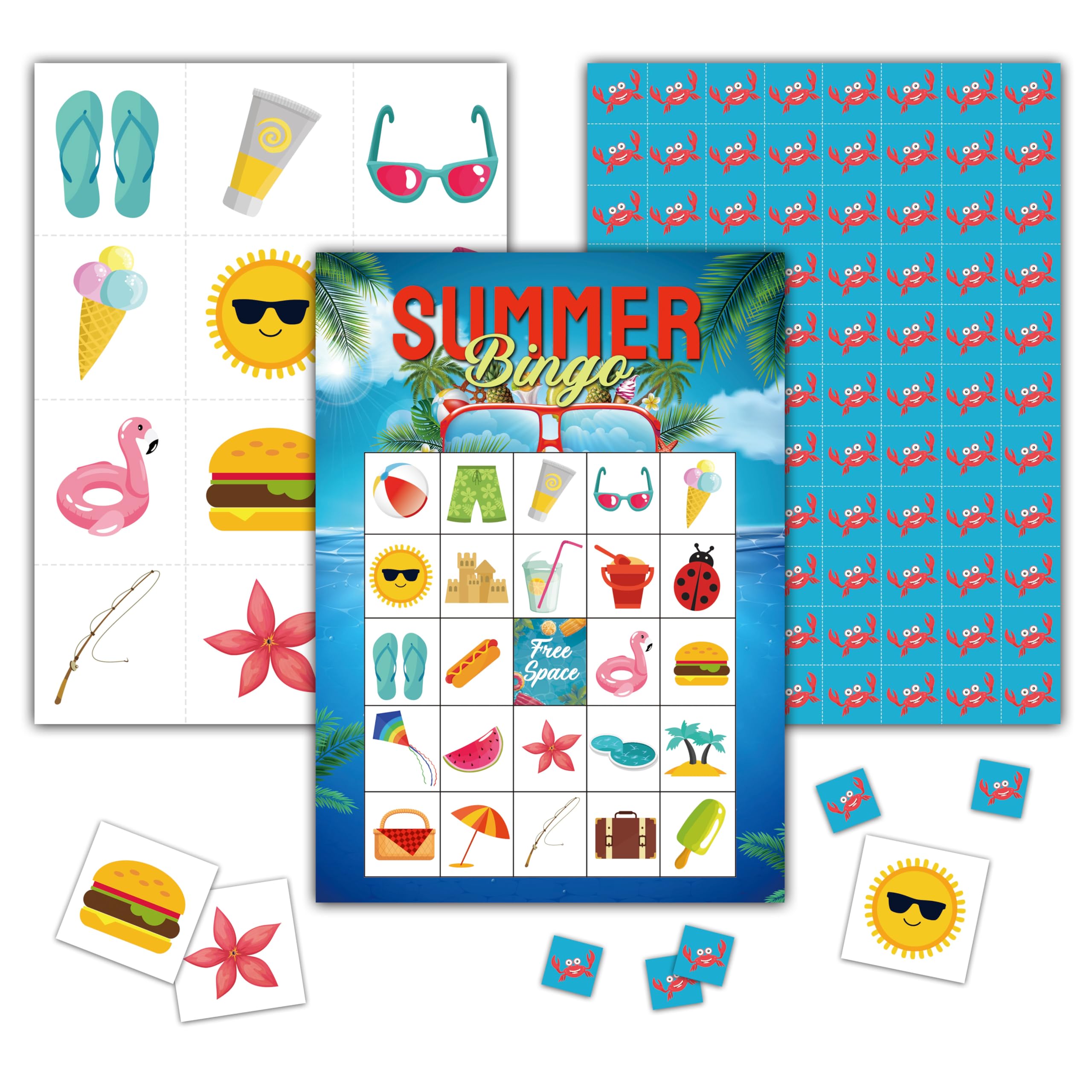 Amazon.com: KFNER Summer Bingo Games - Hawaiian Luau Bingo Card - 24 ...
