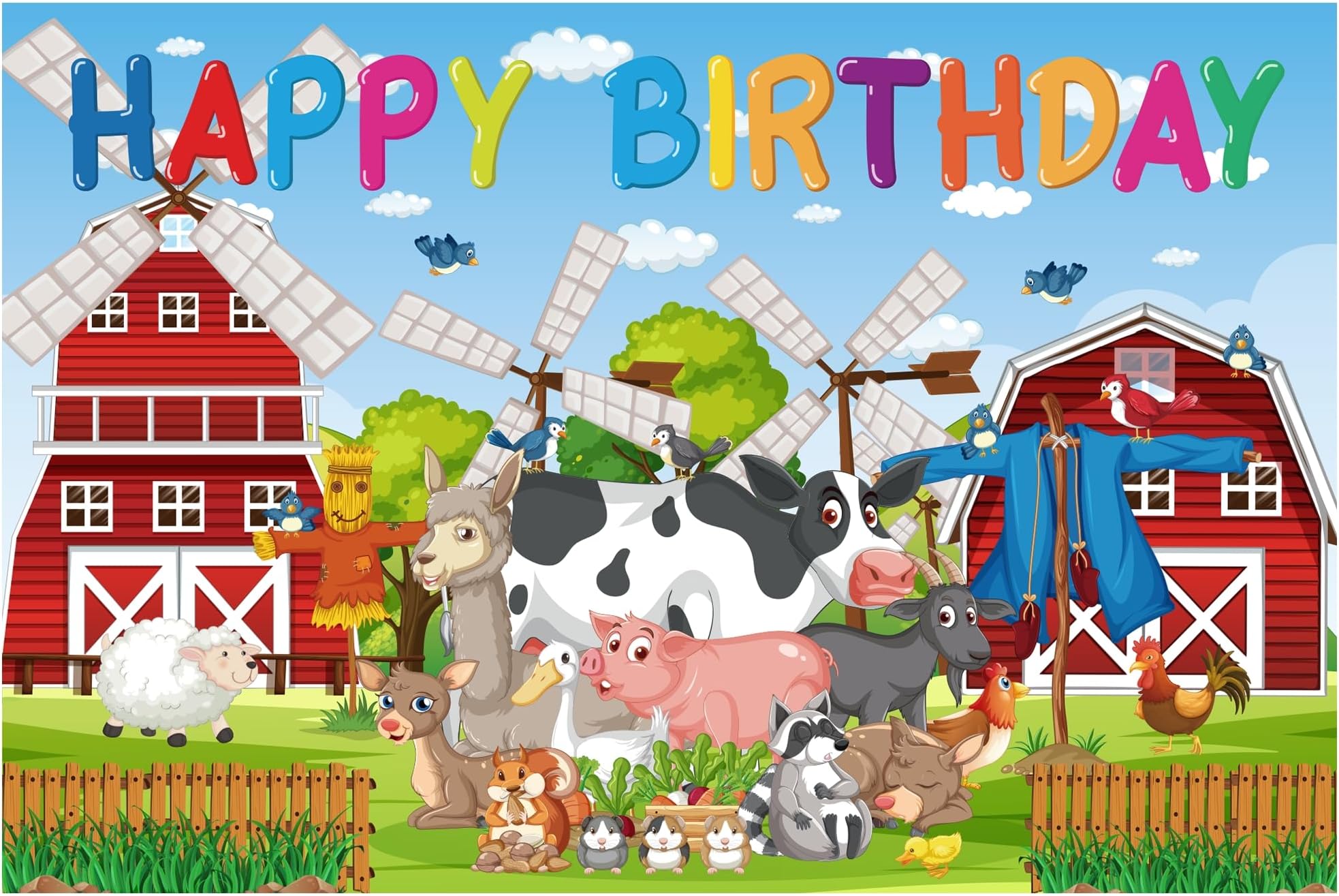 Amazon.com : 7x5ft Farm Red Barn Birthday Backdrop for Kids Party ...