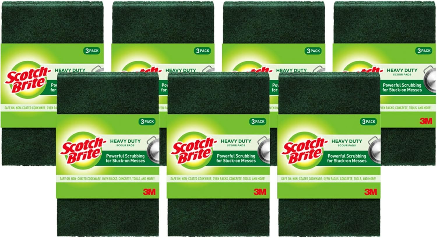 Amazon.com: Scotch-Brite Heavy Duty Scour Pads, 21 Scouring Pads, Green ...