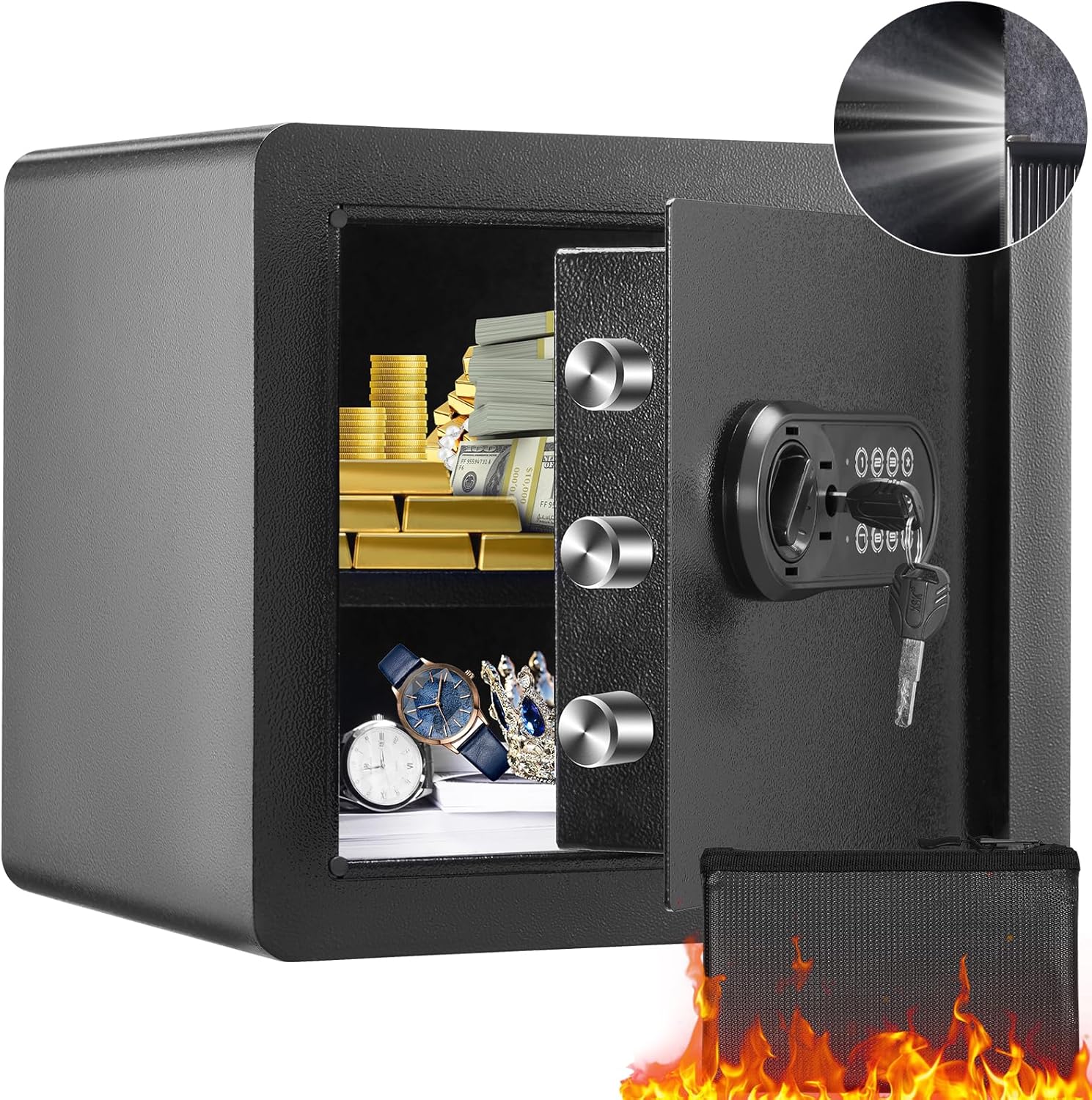 VEVOR Safe, 1.2 Cubic Feet Home Safe, Steel Security Safe with Digital ...