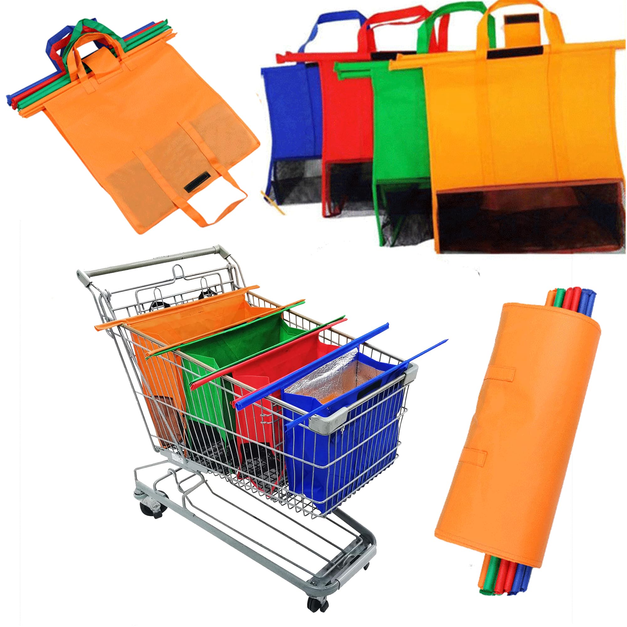 Trolley Bags for Shopping Cart-Set of 4 Shopping cart Bags for ...