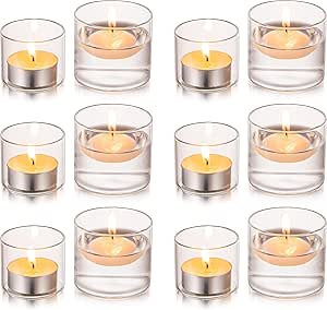 Amazon.com: Glasseam Glass Votive Candle Holders - Clear Set of 12 ...