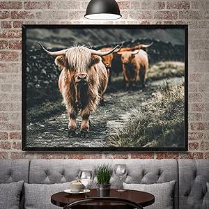 Amazon.de: GLASA Schwarz-weiß Highland Kuh Rinder Schottland Nordic Leinwand Malerei Poster ...
