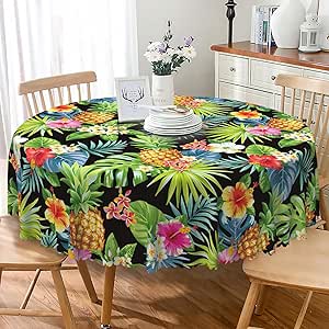 Amazon.com: TTQYFNM Hawaiian Round Tablecloth 48 Inch Summer Tropical ...
