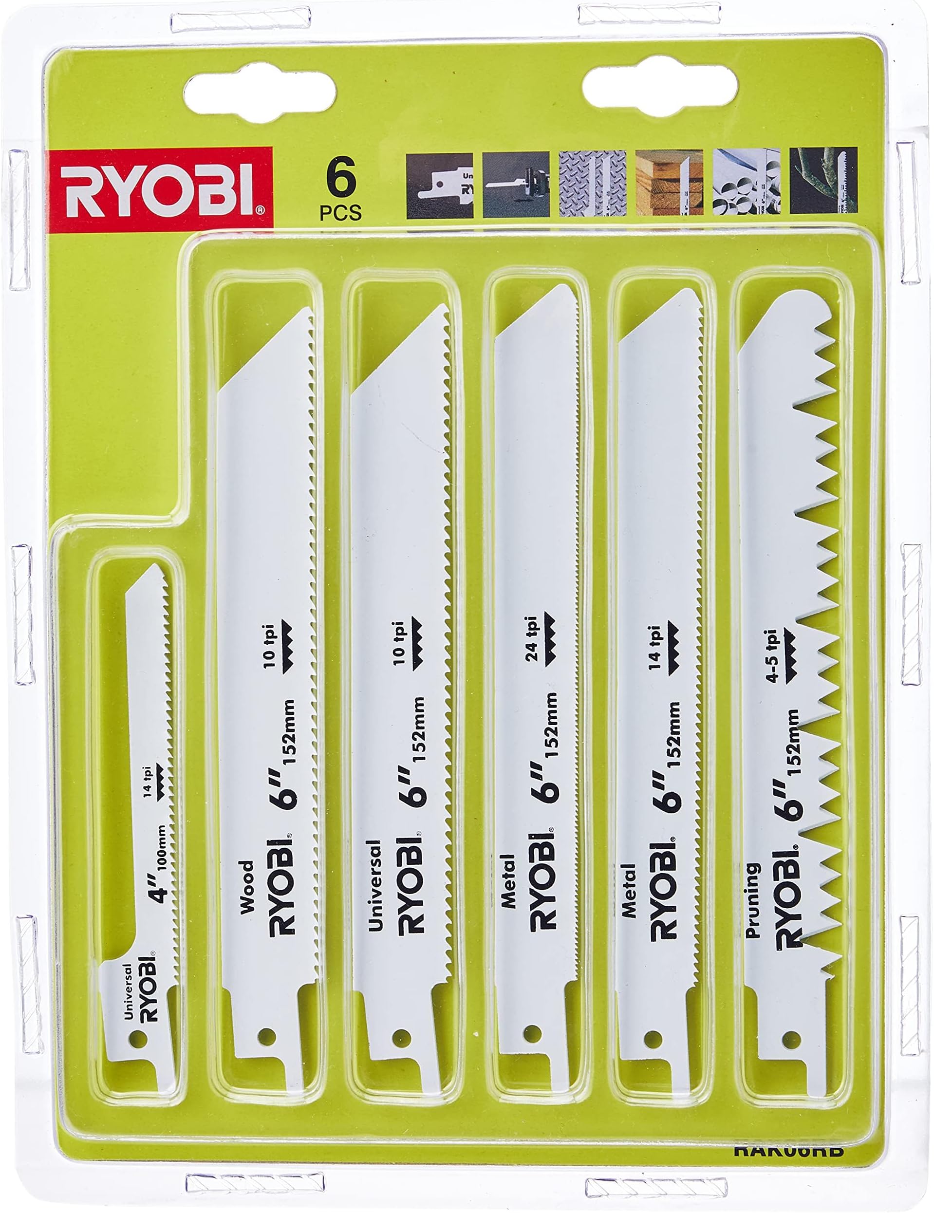 Ryobi RAK06RB Reciprocating Saw Blade Set, 6 Piece - Amazon.com