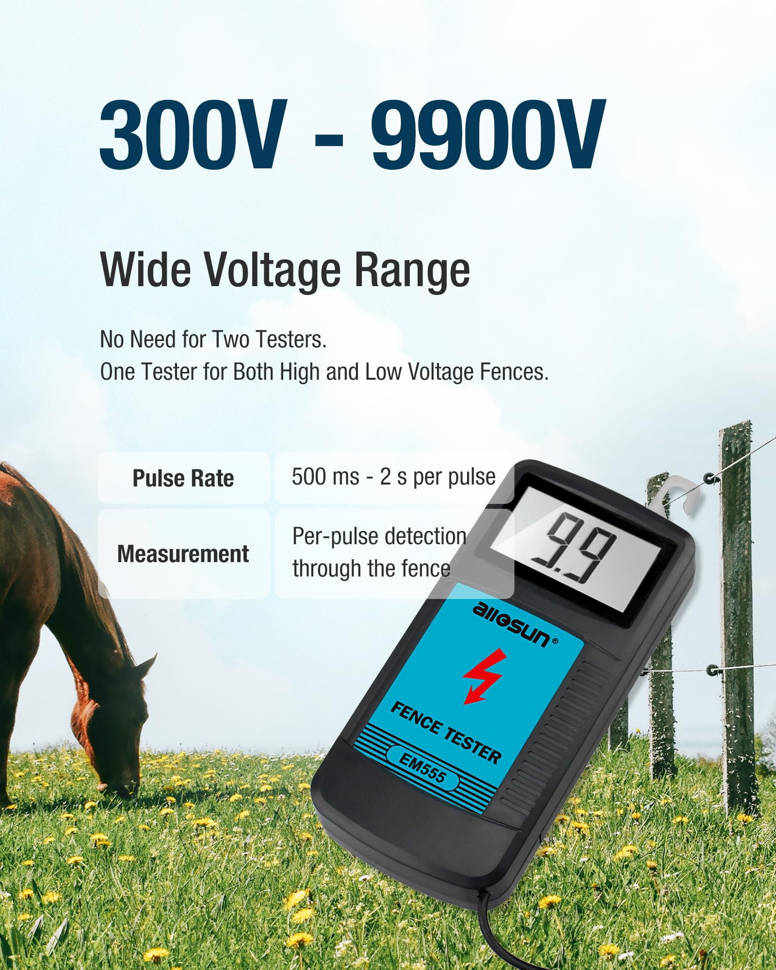Snapklik.com : ALLOSUN Electric Fence Tester Fault Finder Digital ...