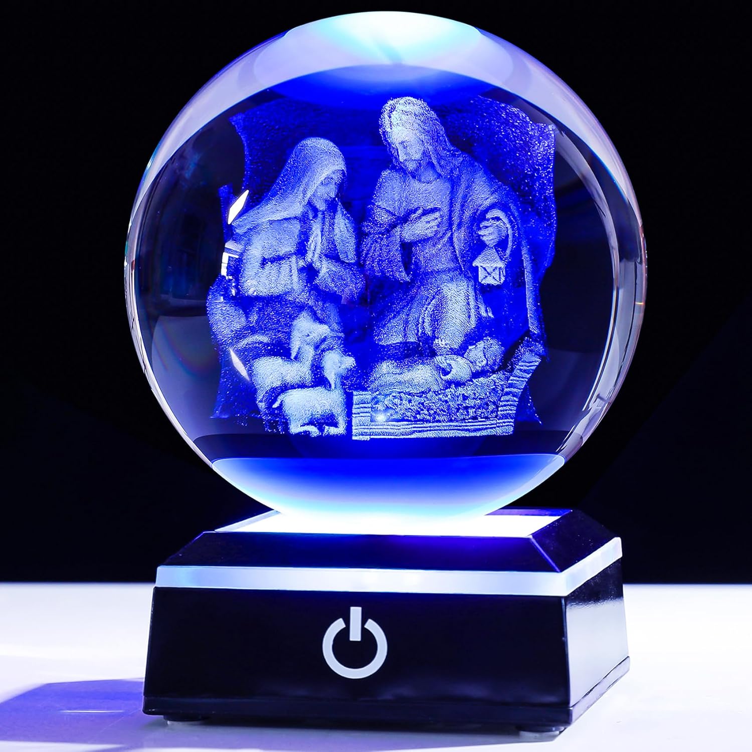 Amazon.com: YWHL 3D Crystal Nativity Scene Figurines with Colorful Base Laser Engraved Holy ...