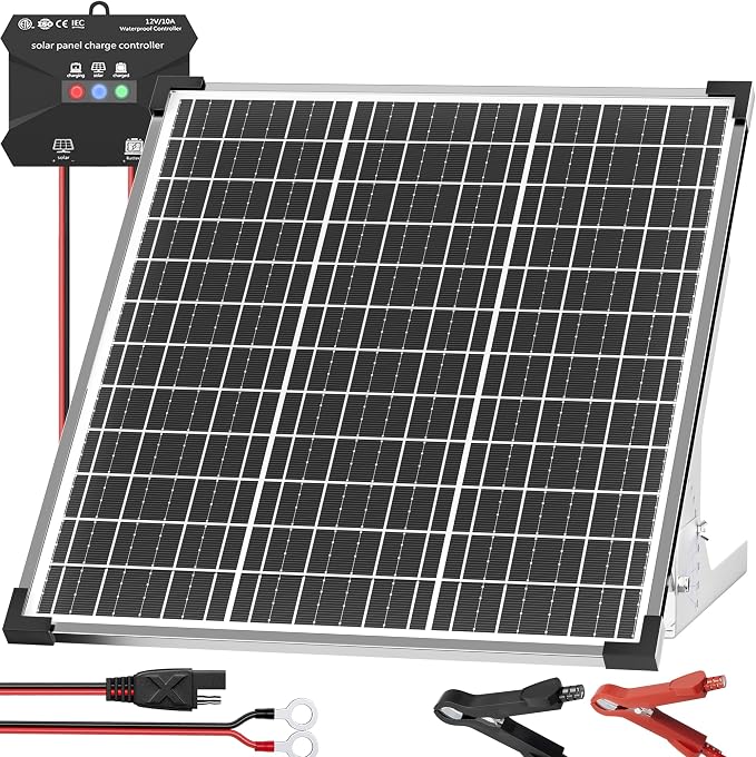 Amazon.com : Voltset 50W Solar Panel Kit, 12V Solar Battery Trickle ...